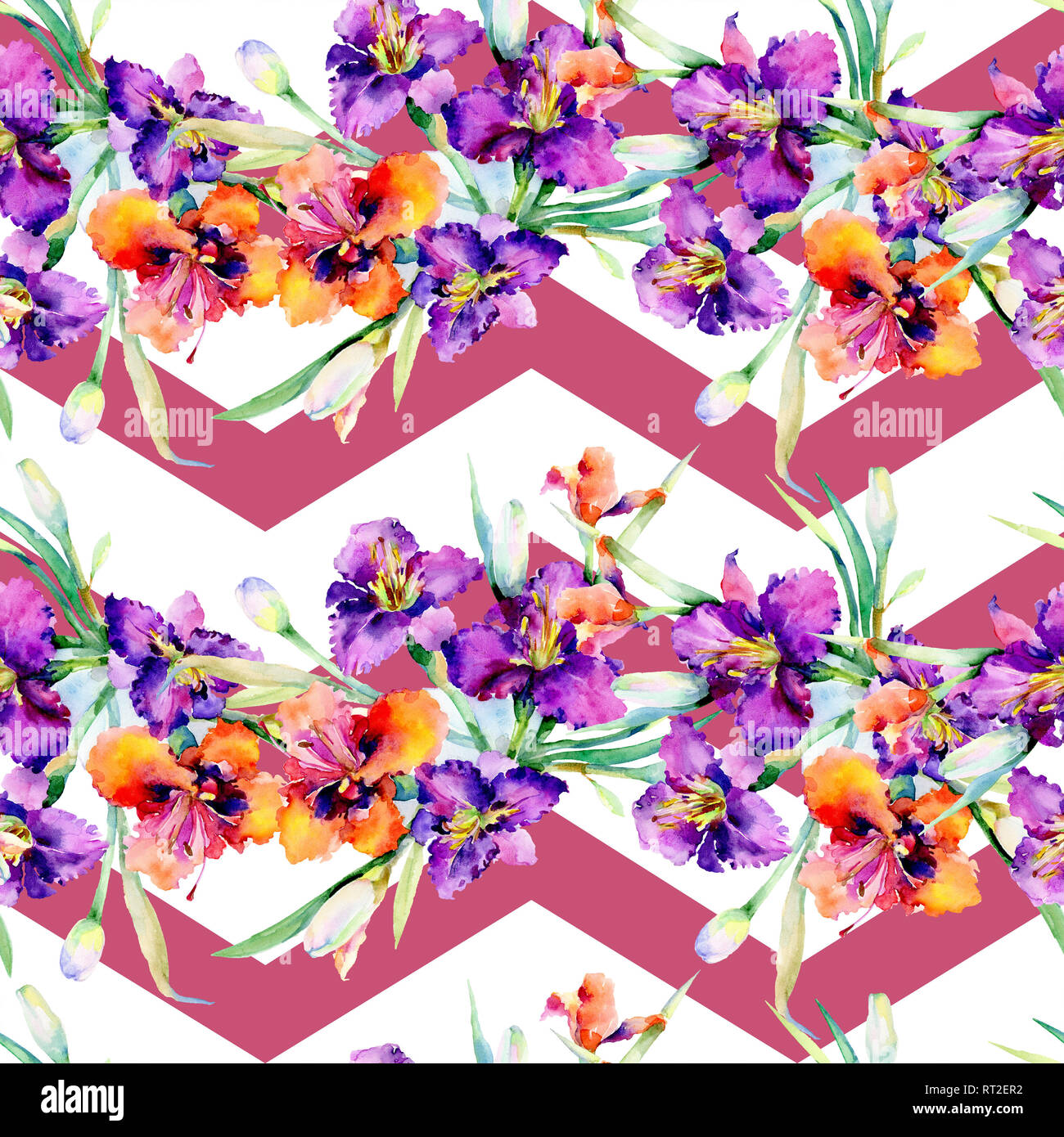 Purple daylily bouquet floral botanical flowers. Watercolor background ...