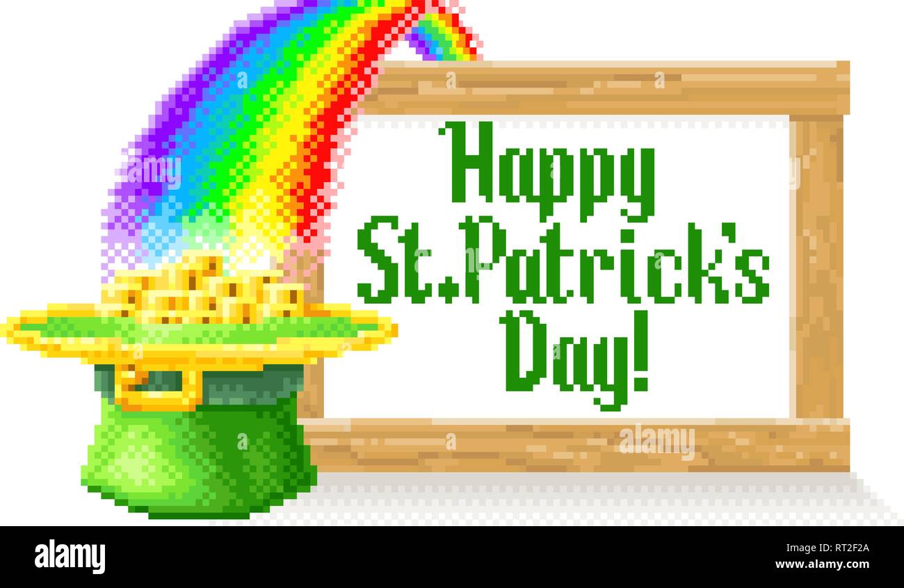 Happy St Patricks Day Pixel Art Sign Stock Vector Image & Art - Alamy