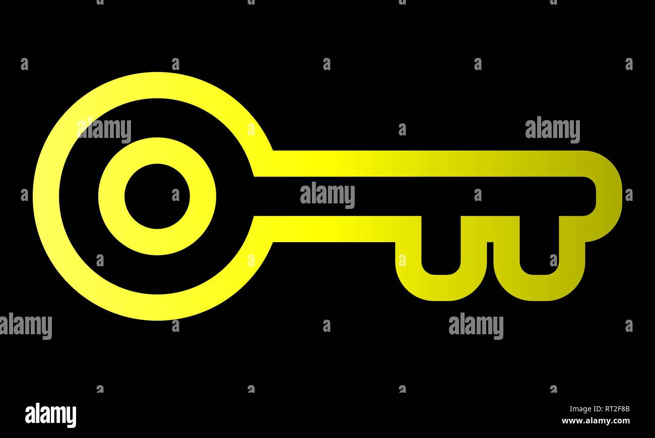 Key symbol icon - yellow gradient outline, isolated - vector ...