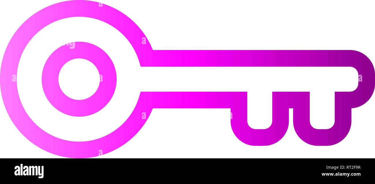 Key symbol icon - purple gradient outline, isolated - vector ...