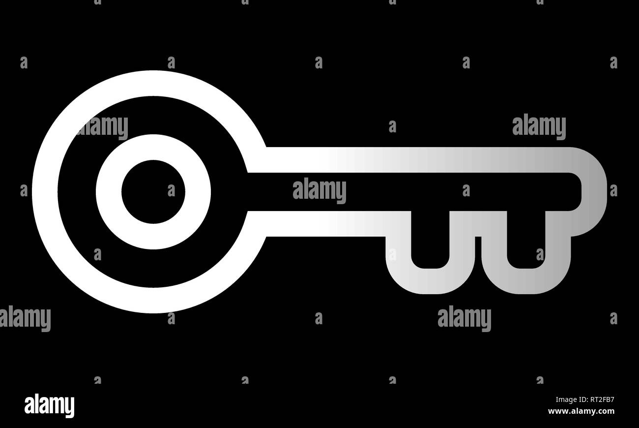 Key symbol icon - white gradient outline, isolated - vector ...