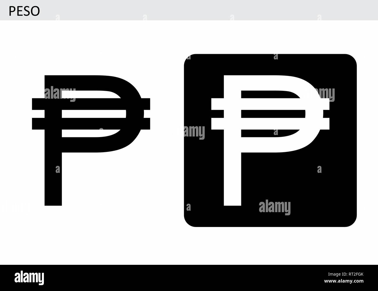 Peso currency symbol. Black and white illustration Stock Vector Image ...
