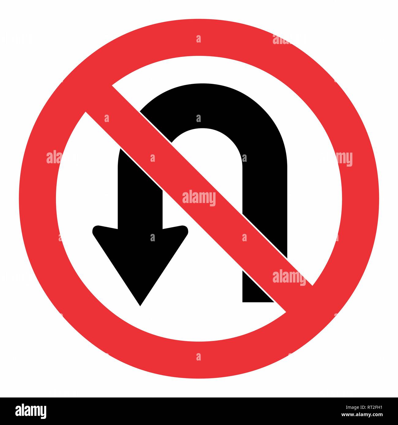 Illustration of No U turn road sign on white background Stock Vector Image & Art - Alamy