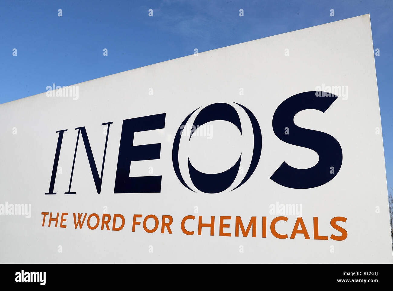 INEOS signage at their Grangemouth headquarters after the company made ...