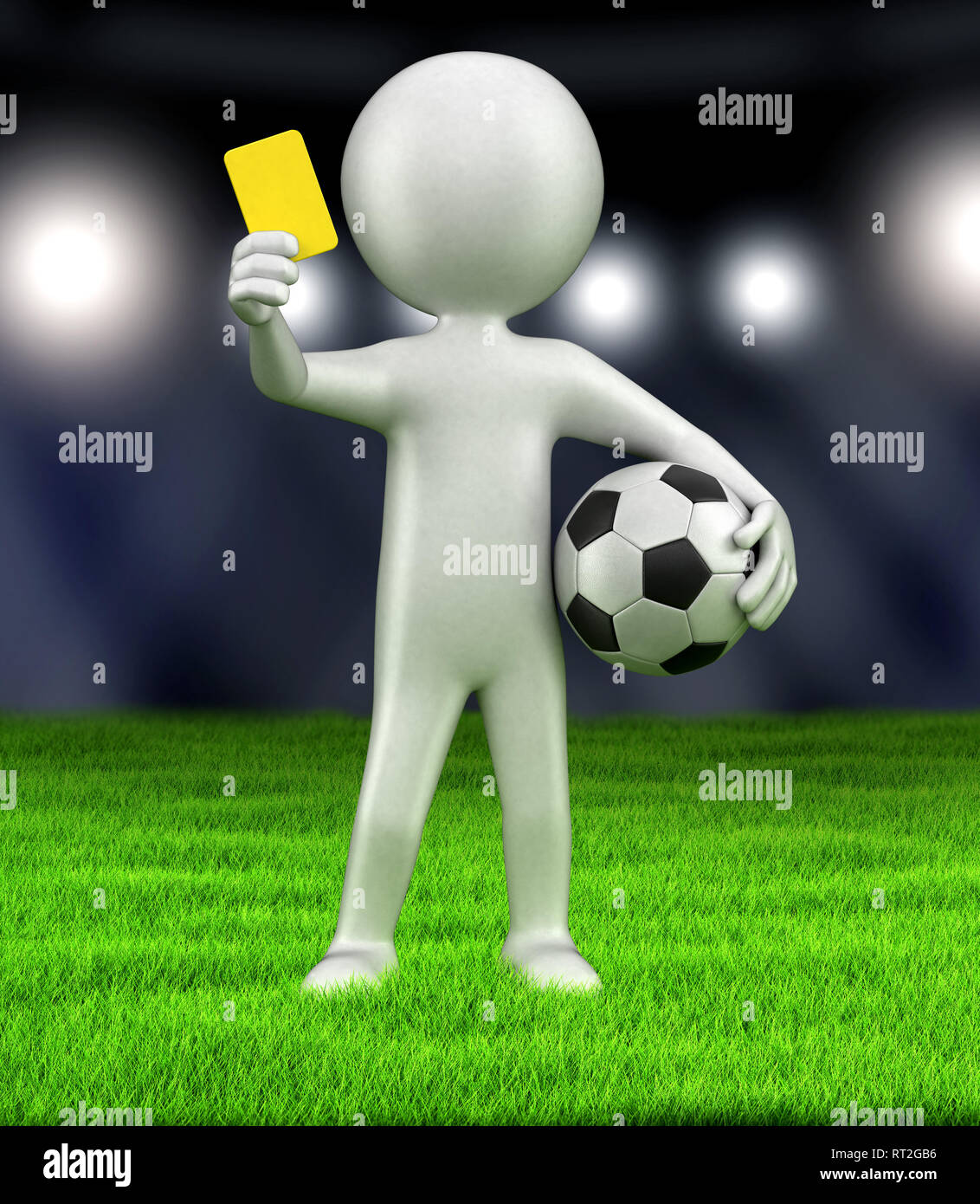 Referee holds up yellow card Stock Photo - Alamy