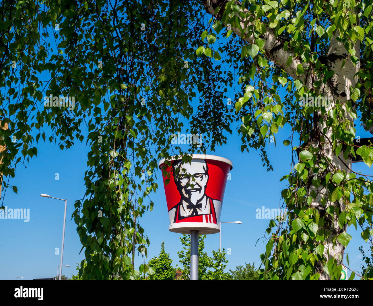 The KFC Colonel featured on a sign in north London Stock Photo - Alamy