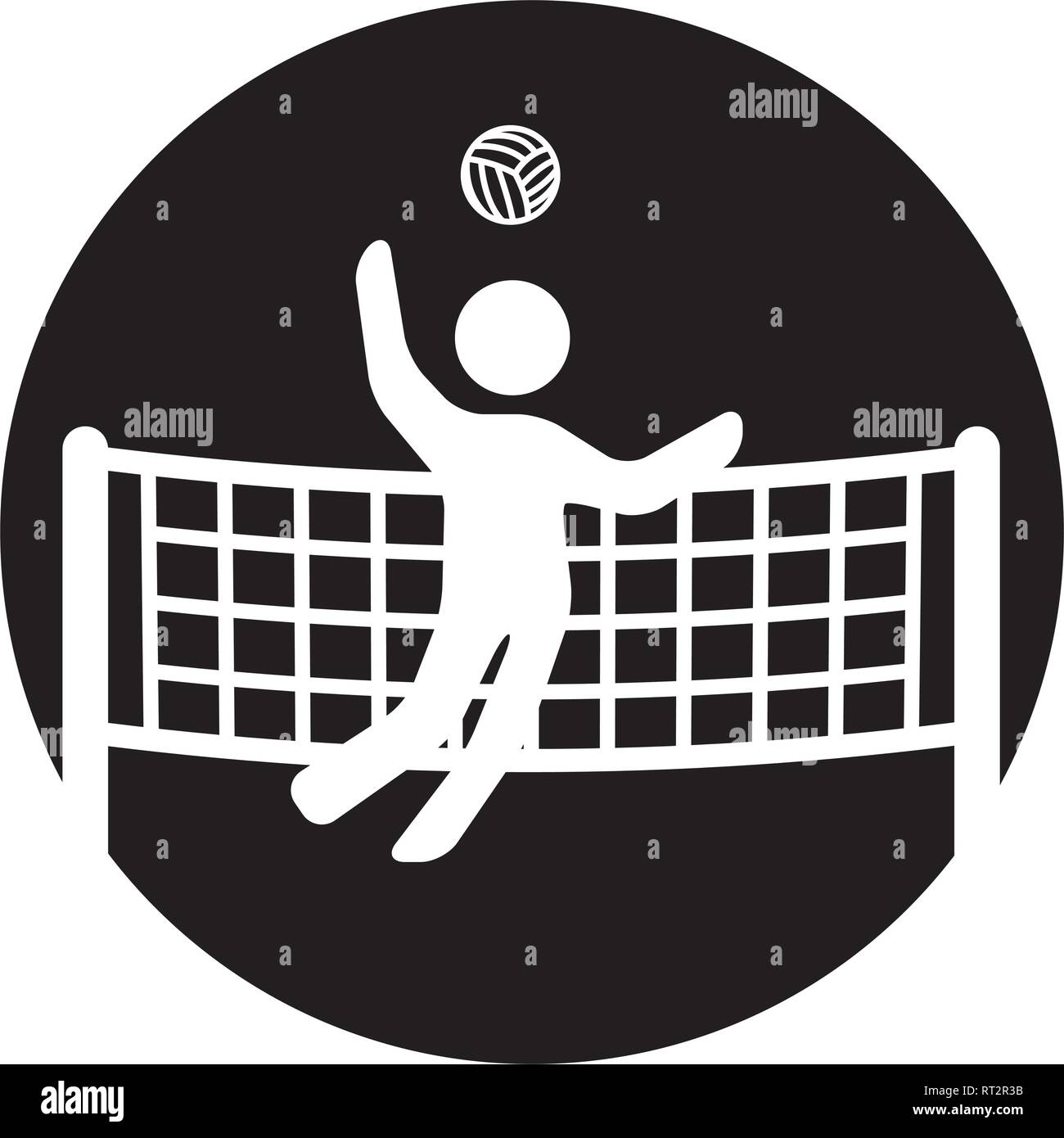 Stylized jumping volleyball player ready to spike the ball Stock Vector ...