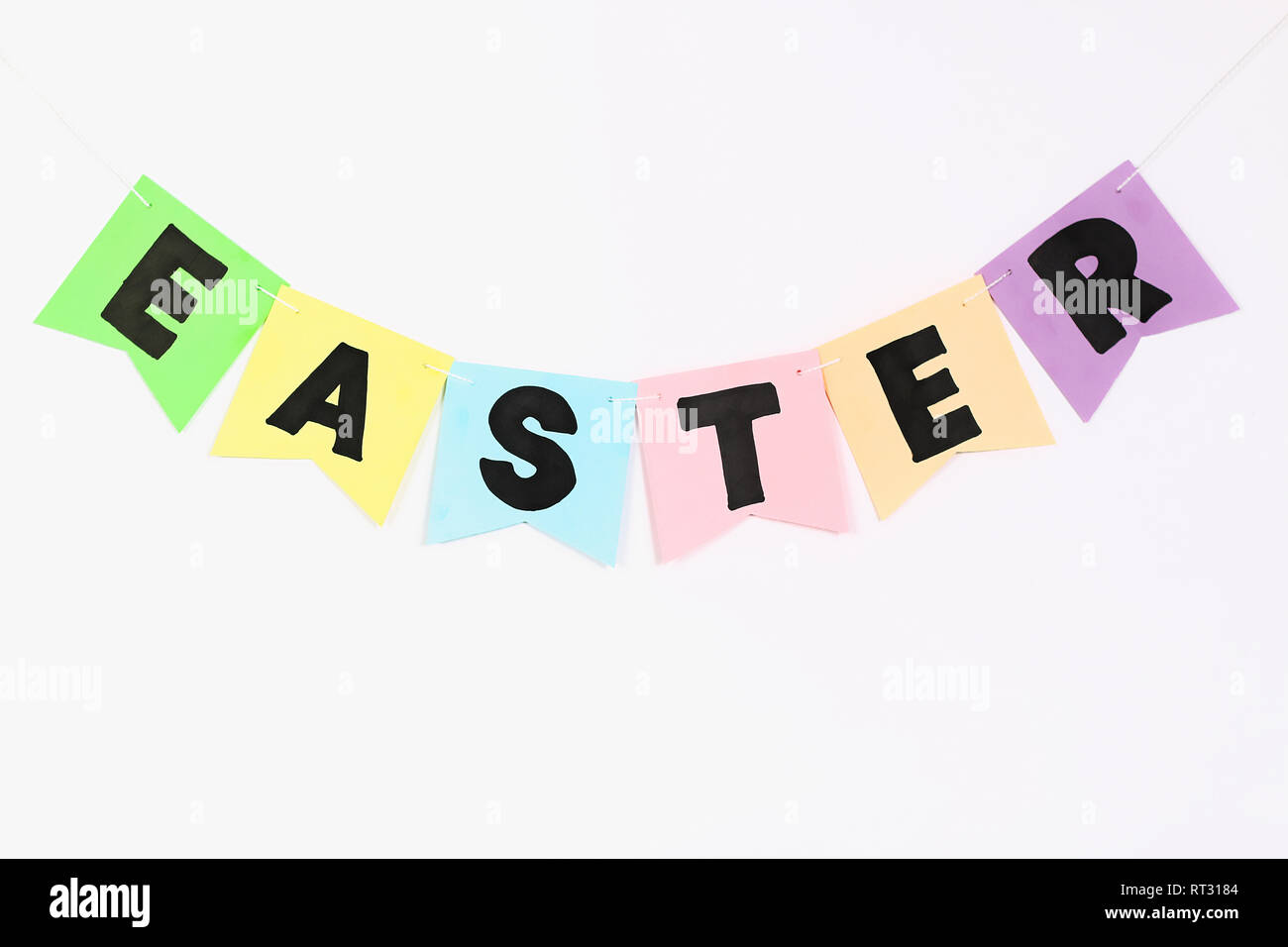 Diy Easter garland bunnies, flags with letters EASTER made of ...