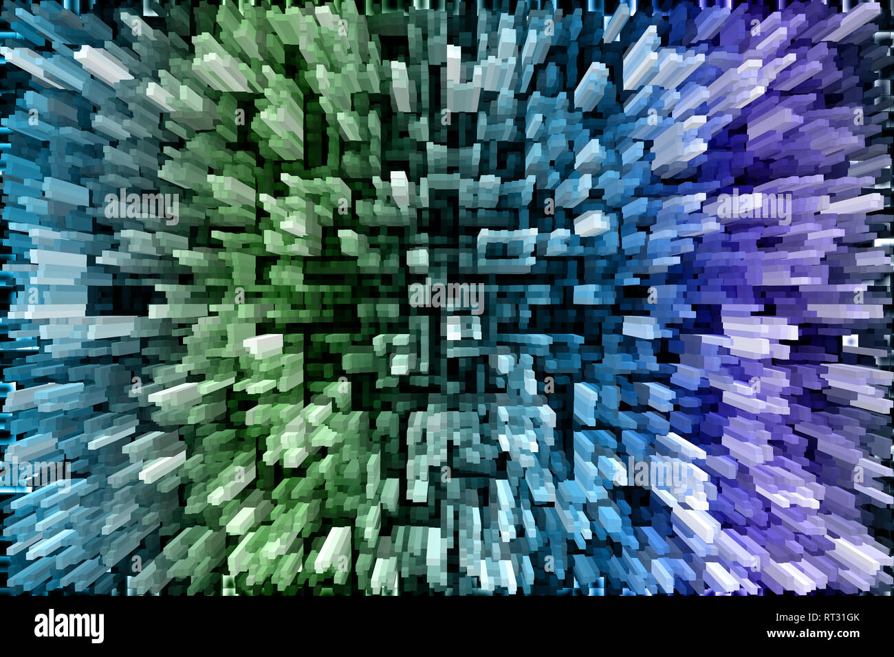 Blue, green and violet frozen patterned fantasy background with extrude ...