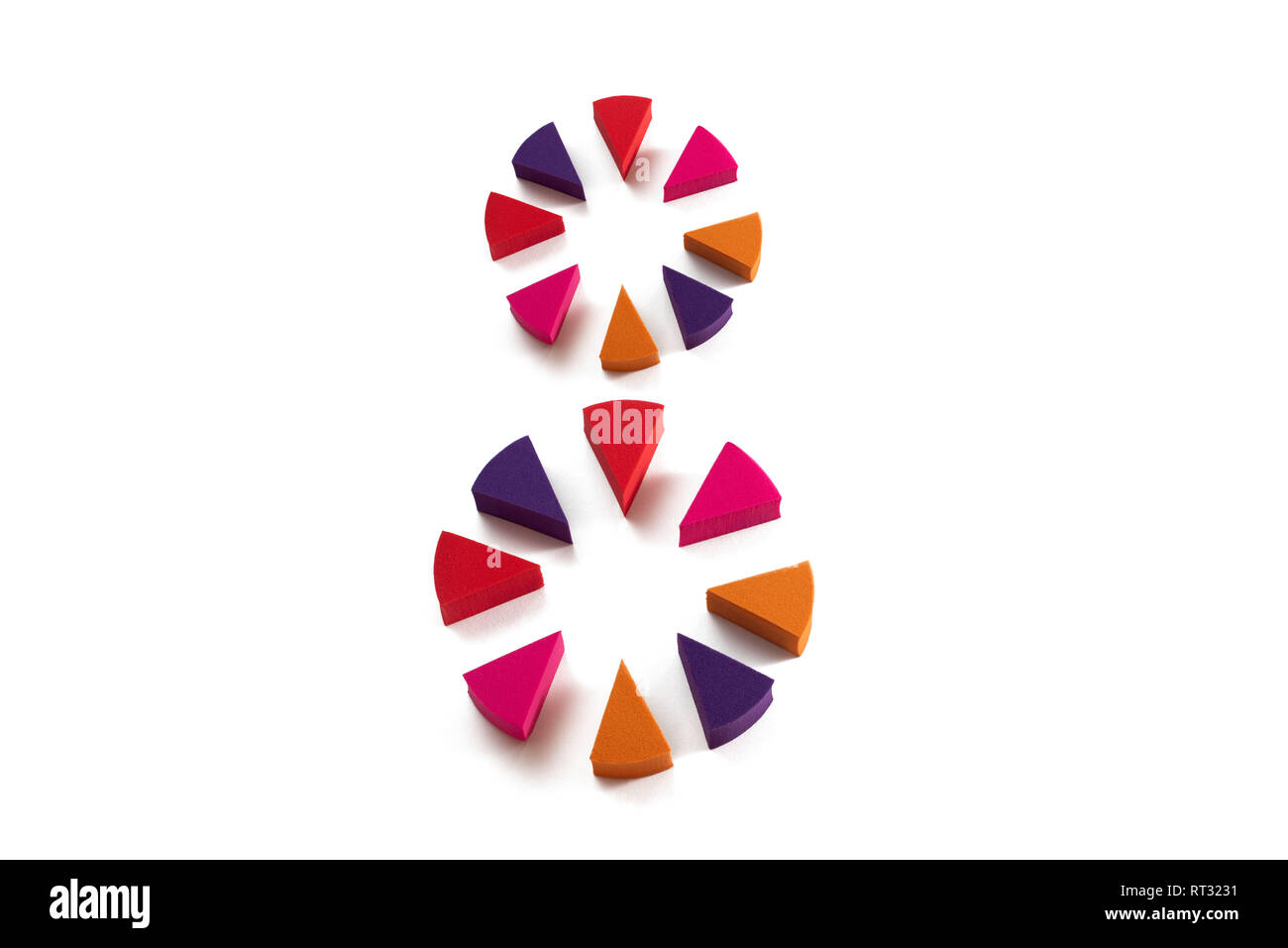 The concept of the eighth of March, a set of objects for makeup sponge ...