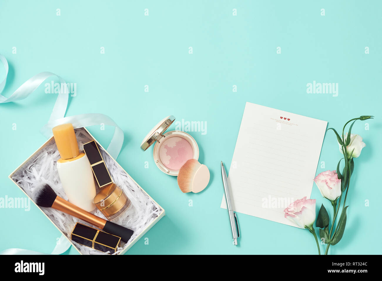 Make ups and cosmetics set gift Stock Photo - Alamy