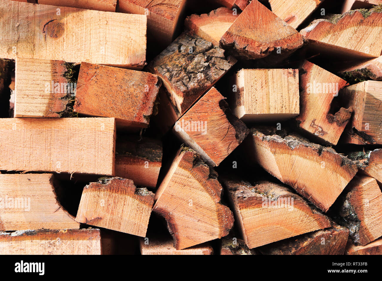 Wooden logging backdrop. Timber butts stack texture. Lumber planks pile ...
