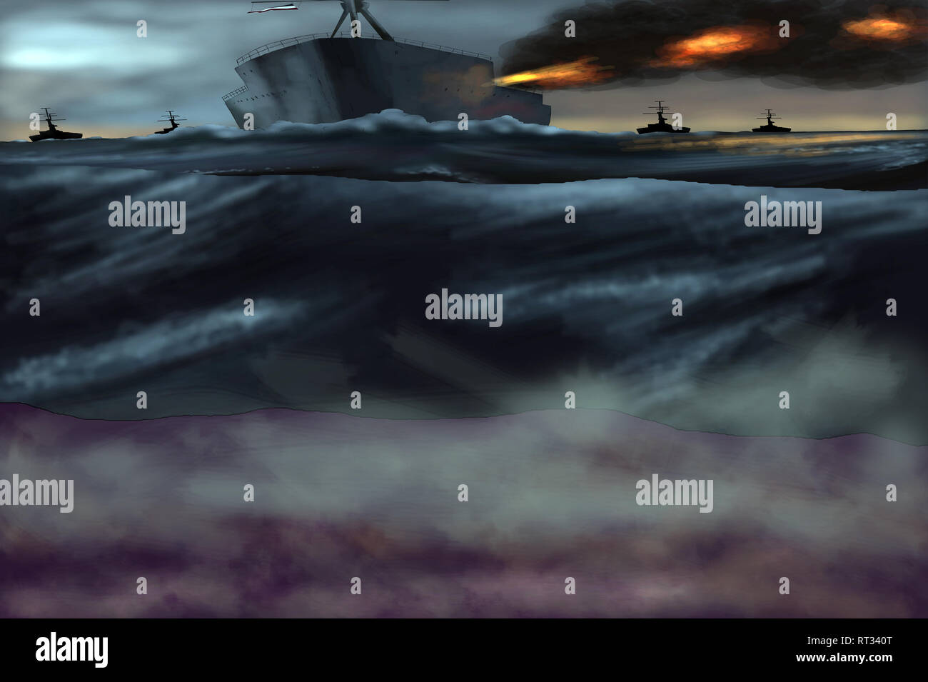 Ship On Sea Stock Photo - Alamy