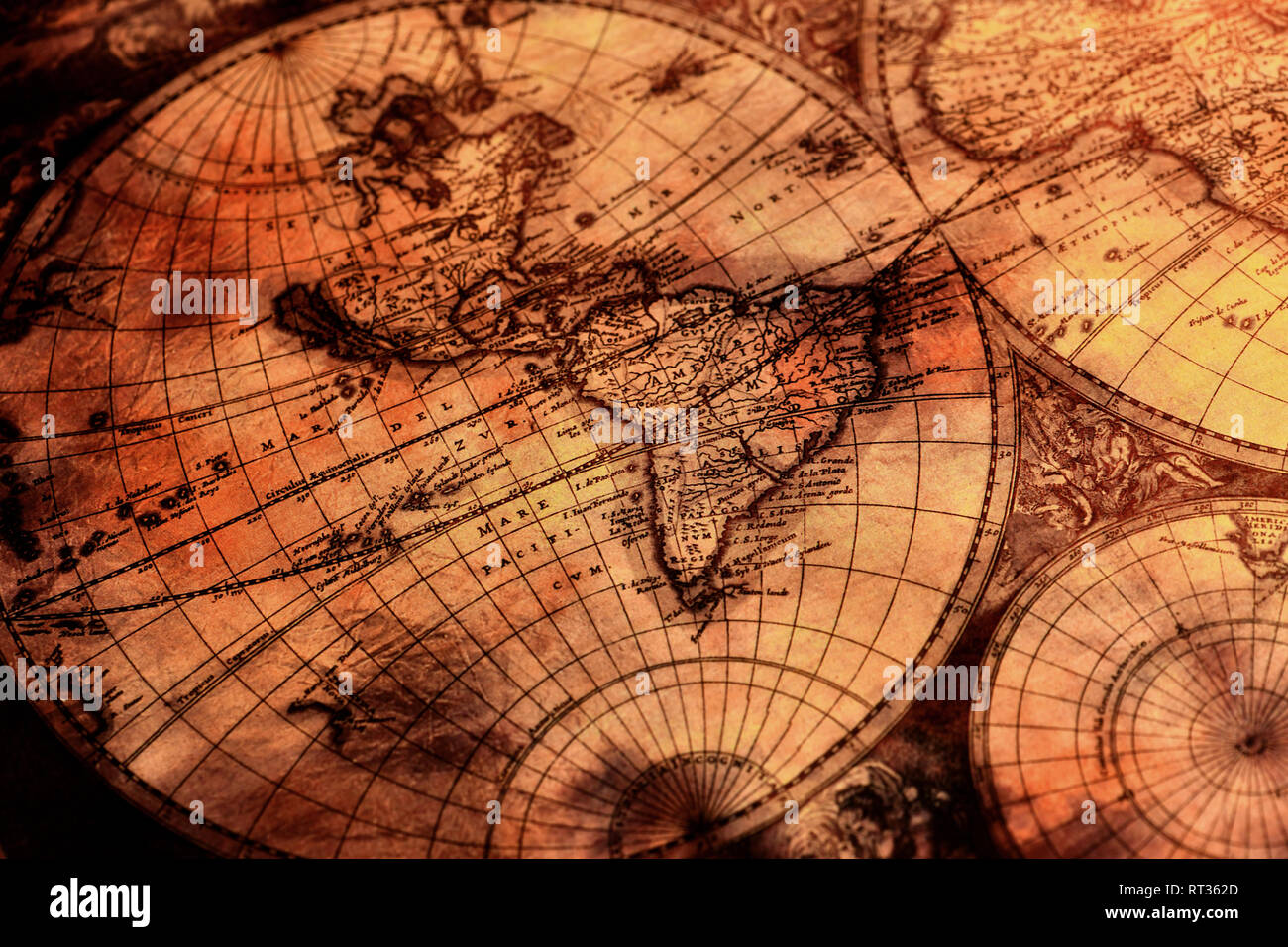 Old vintage map of the World with details Stock Photo - Alamy