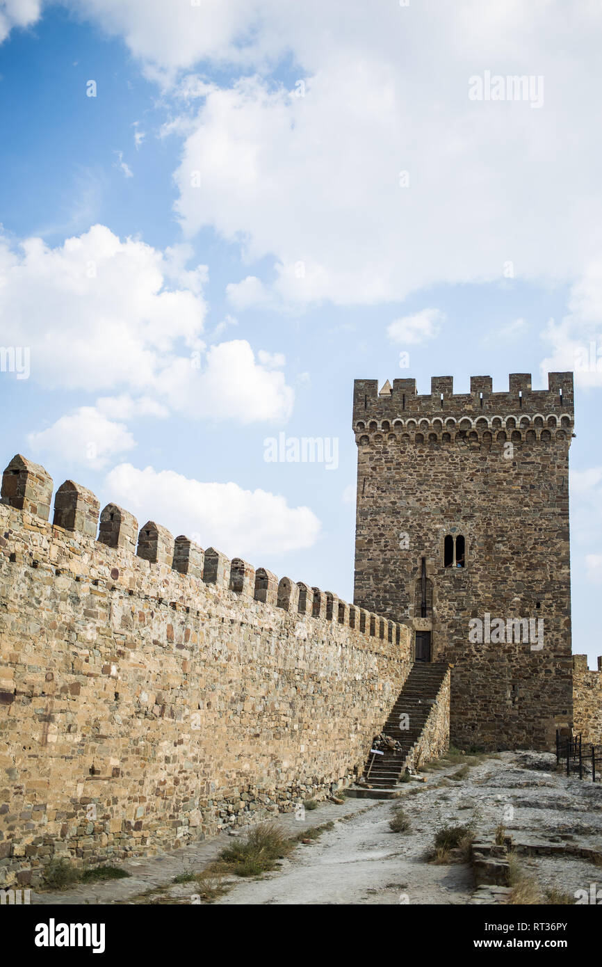 Tower of Genoa fortress in Sudak Crimea Stock Photo - Alamy