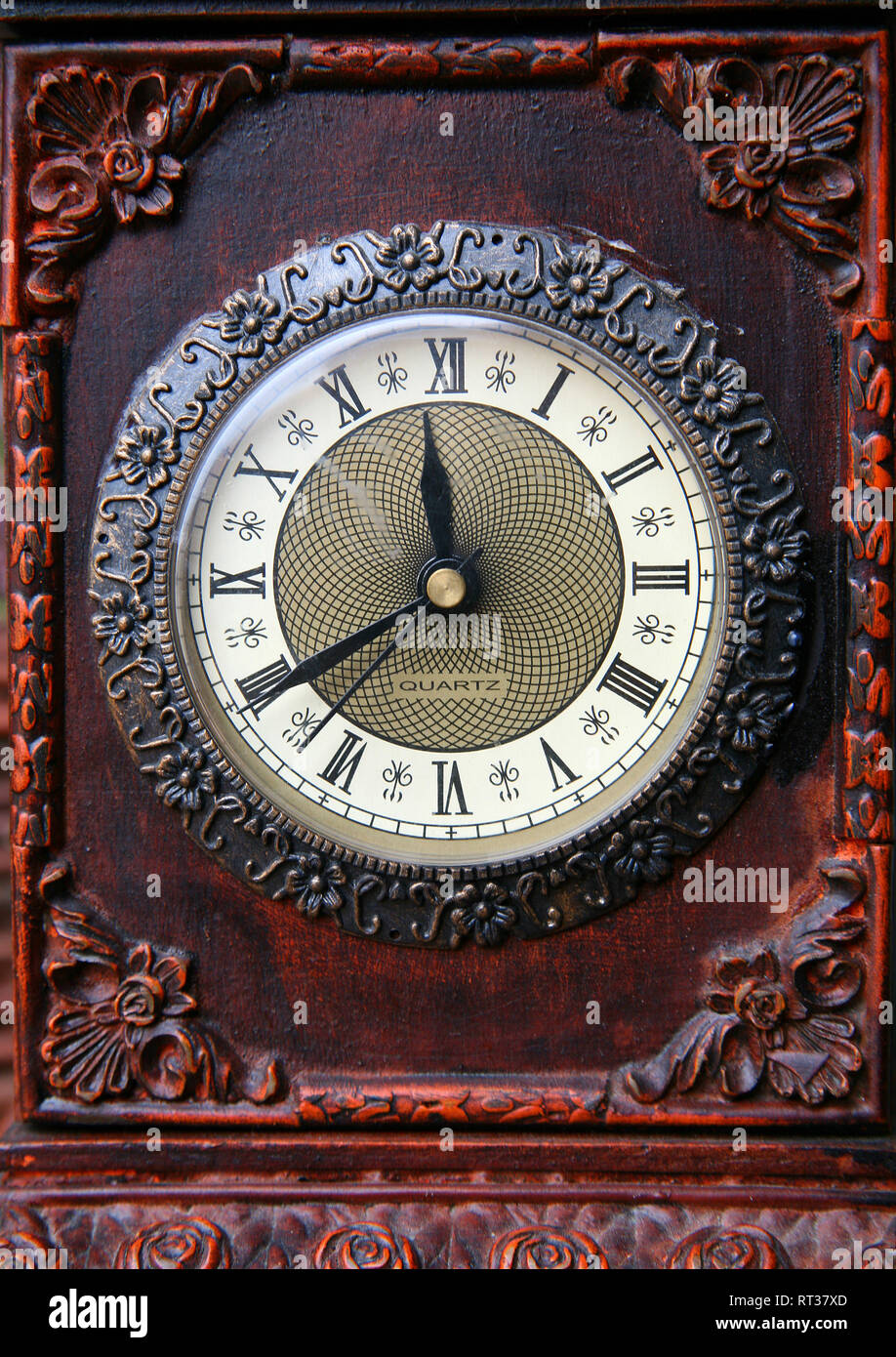 dial of old wooden clock Stock Photo - Alamy
