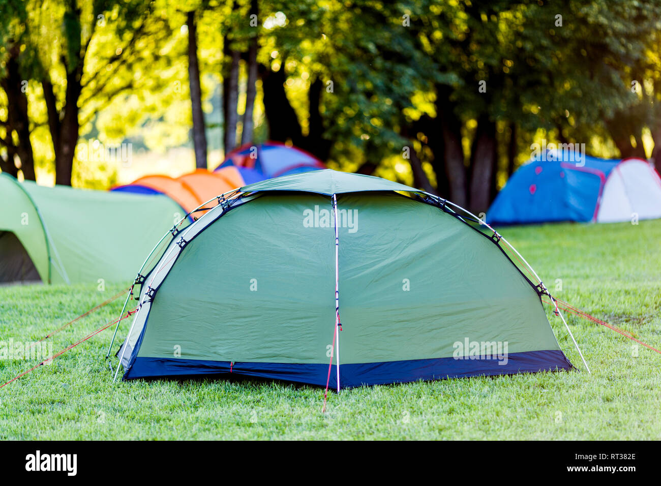 Tents Camping area in beautiful natural place Stock Photo - Alamy