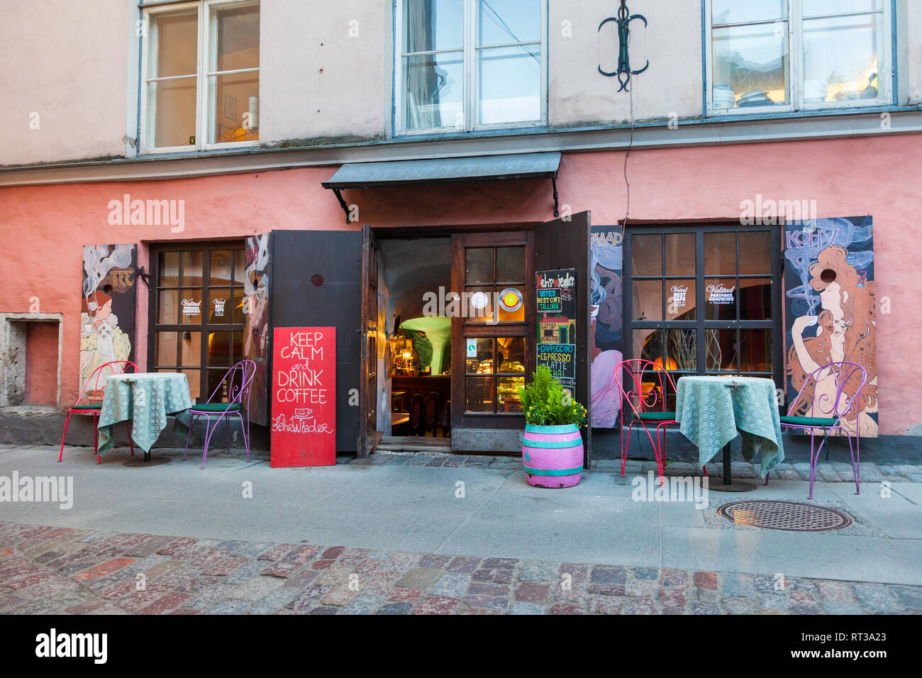 Fashion cafe in the Historical Centre of Tallinn city. Tallinn, Estonia ...