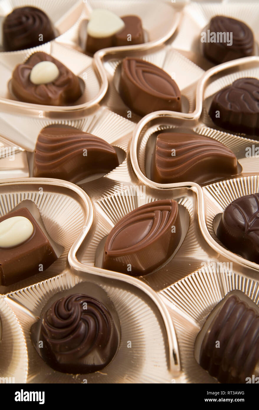 chocolate box full of tasty candies Stock Photo - Alamy
