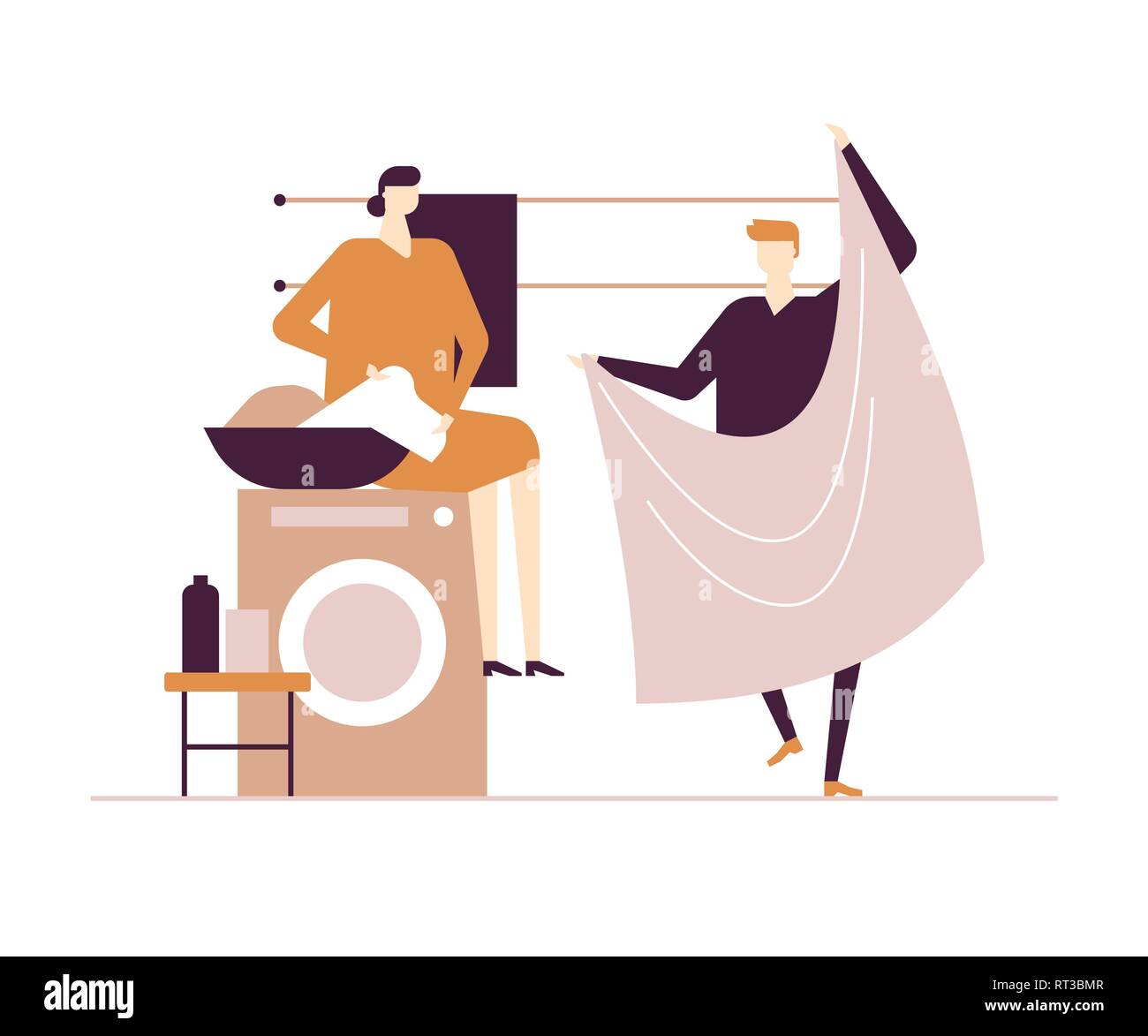 Couple doing housework Stock Vector Images - Alamy