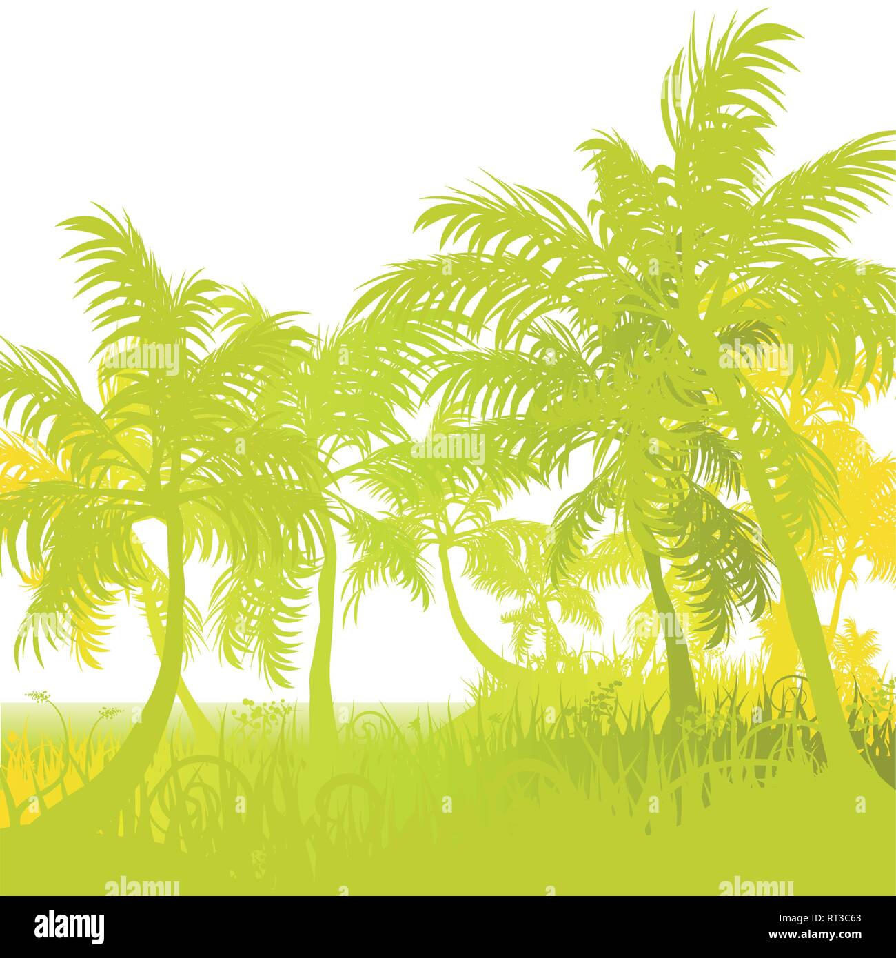 Palm trees ocean waves on Stock Vector Images - Alamy