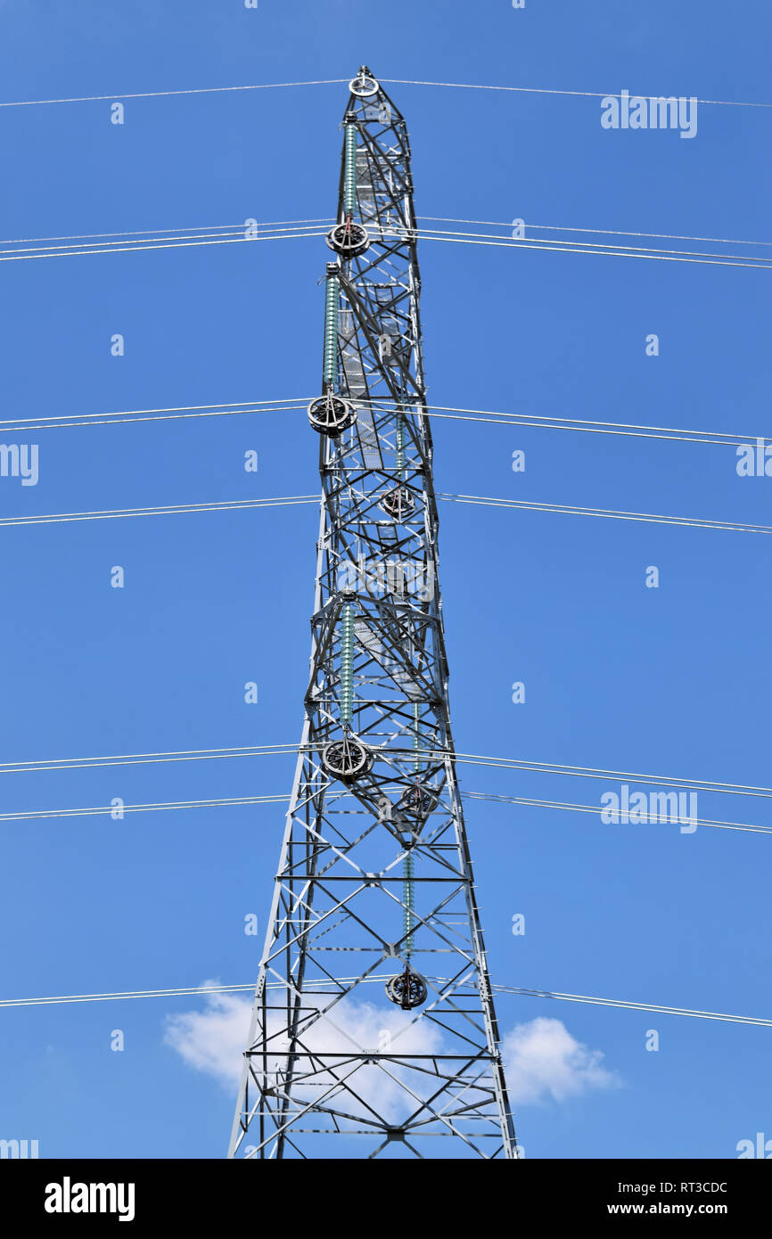 Brand new power line in construction, wiring work in progress Stock ...