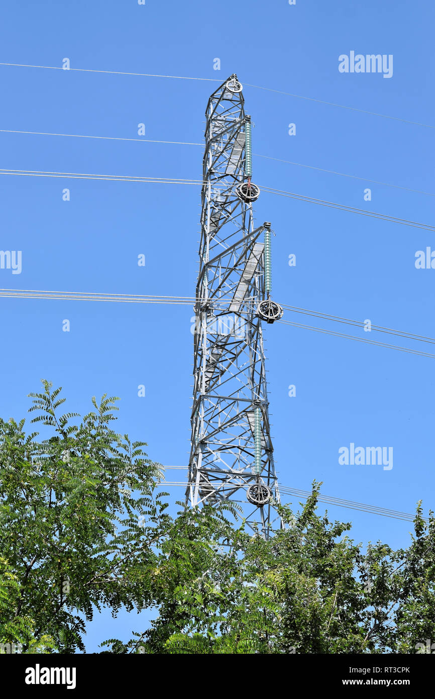 Brand new power line in construction, wiring work in progress Stock ...