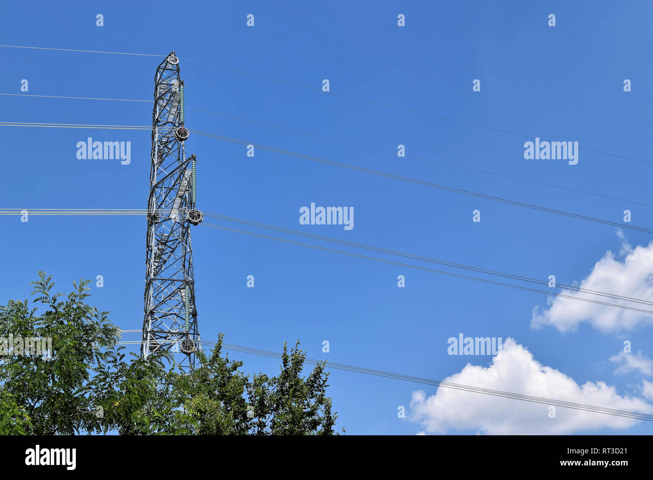 Brand new power line in construction, wiring work in progress Stock ...