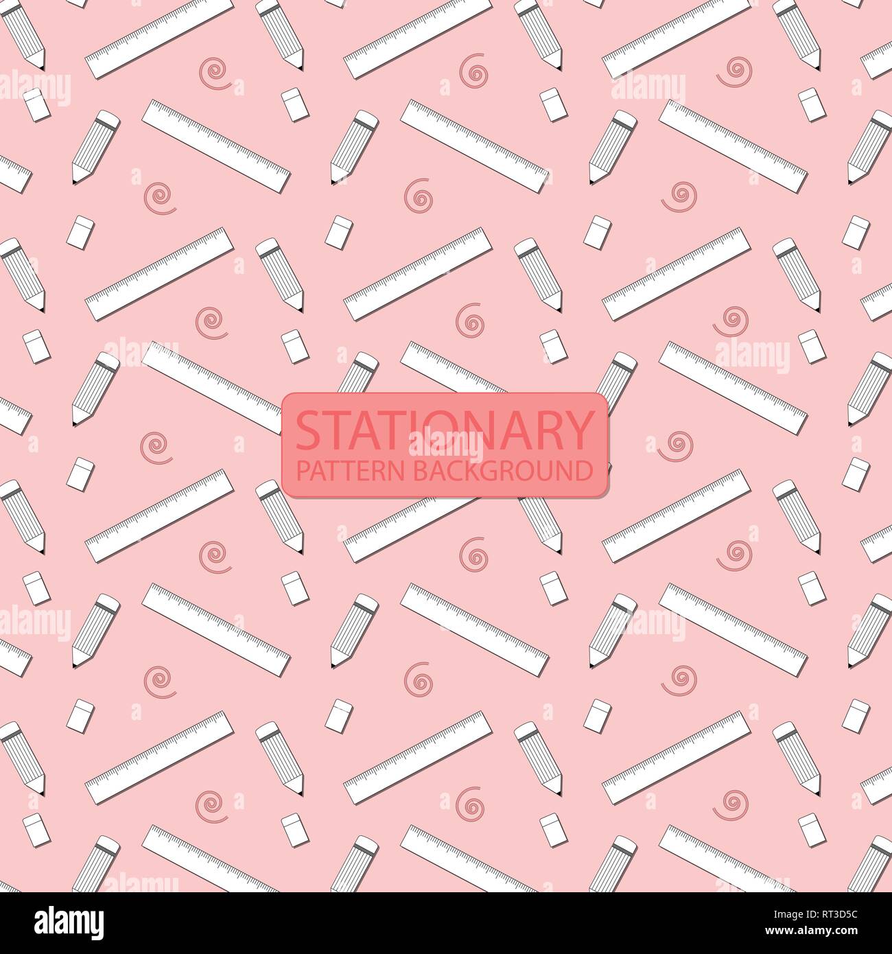Stationary pattern background pencil ruler eraser, vector eps10 Stock ...