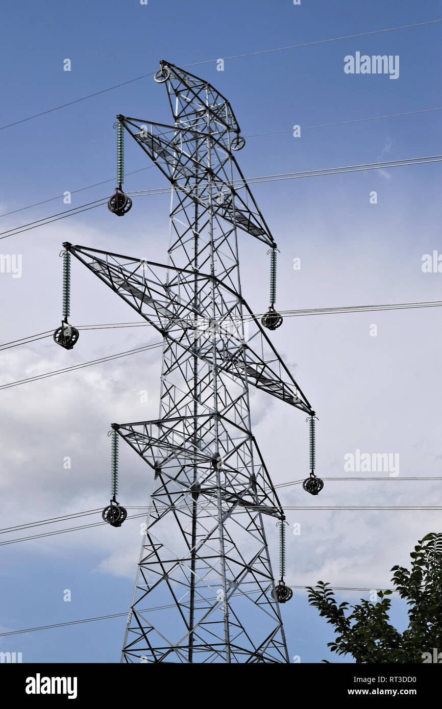 Brand new power line in construction, wiring work in progress Stock ...