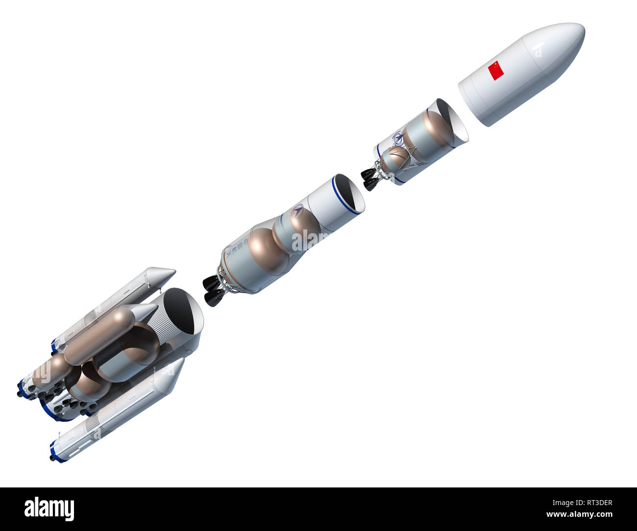 Future Chinese rocket, Long March 9, angled view with fuel tanks ...