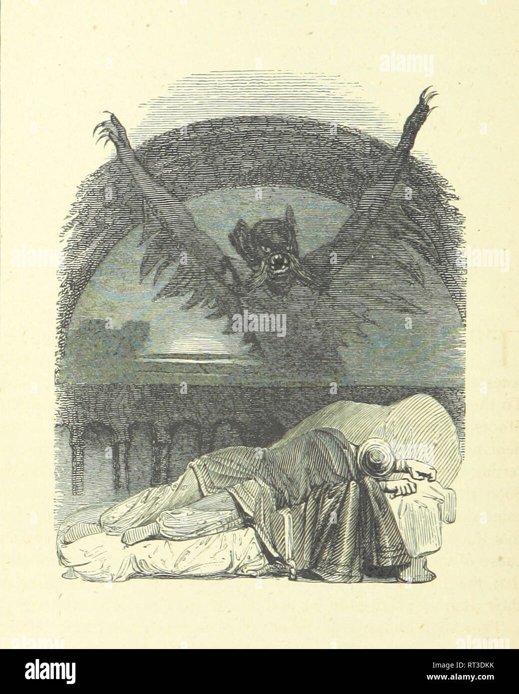 Vampire comes at night vintage illustration Stock Photo - Alamy