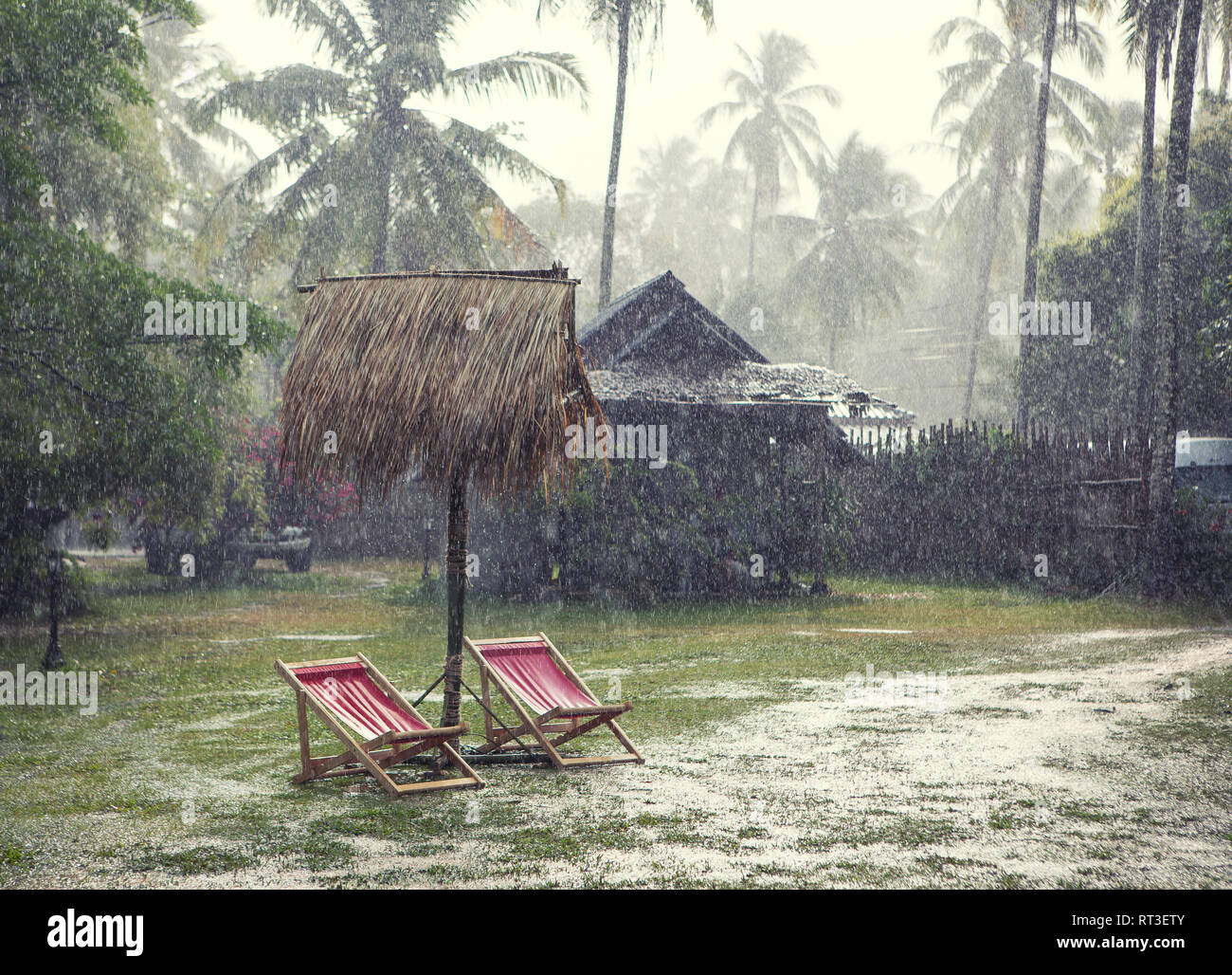 Heavy tropical rain and flooding in the area vacationing the village ...
