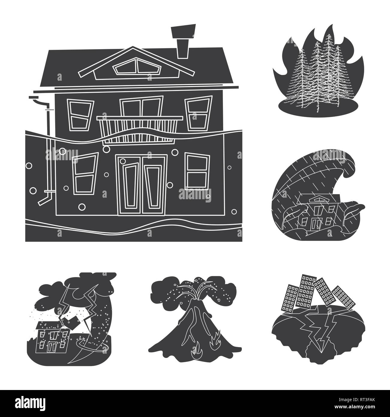 Isolated object of calamity and crash logo. Set of calamity and ...