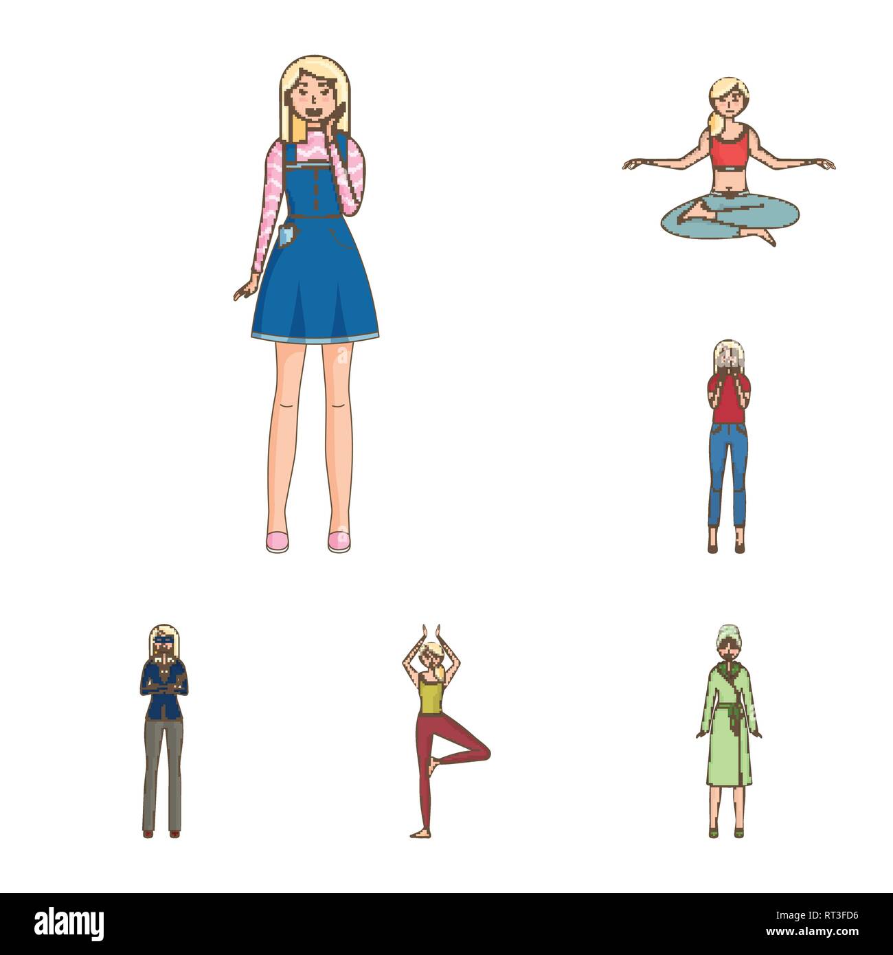 Vector illustration of woman and body sign. Collection of woman and ...