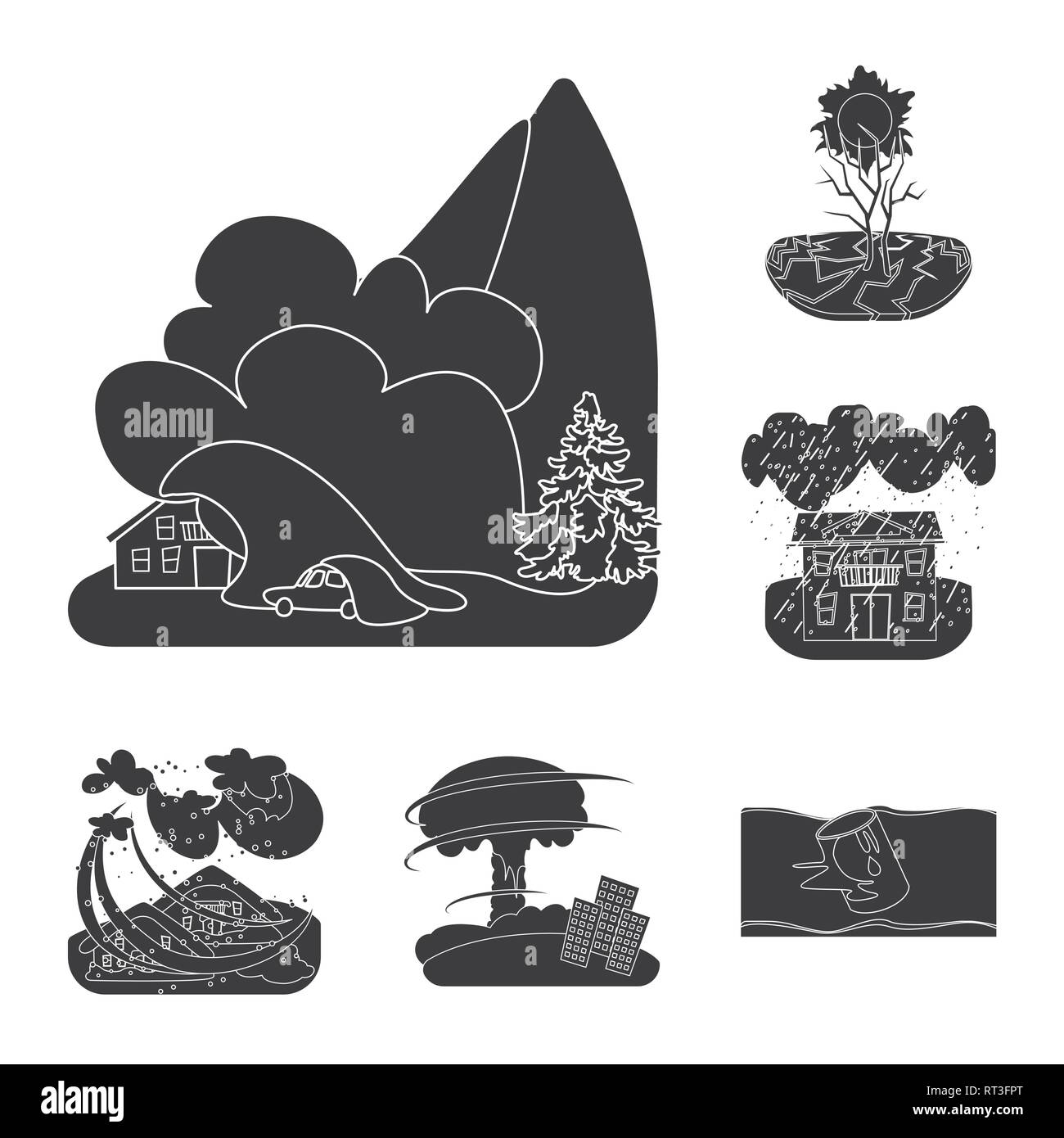 Isolated object of calamity and crash logo. Set of calamity and ...