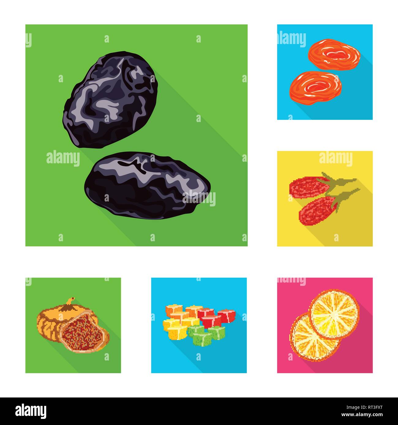 Isolated object of fruit and dried sign. Set of fruit and food stock ...