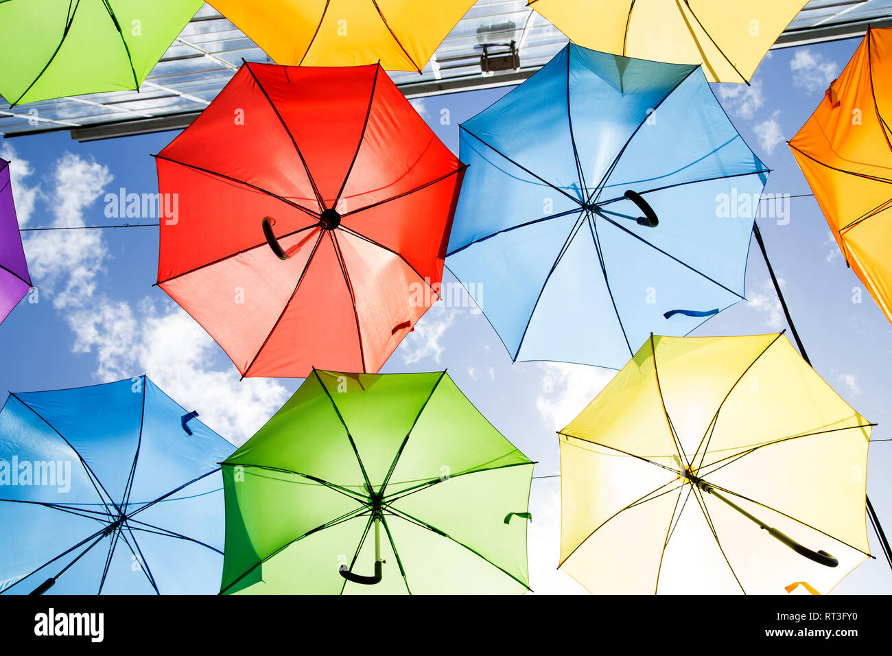 Colorful umbrellas close up Stock Photo - Alamy