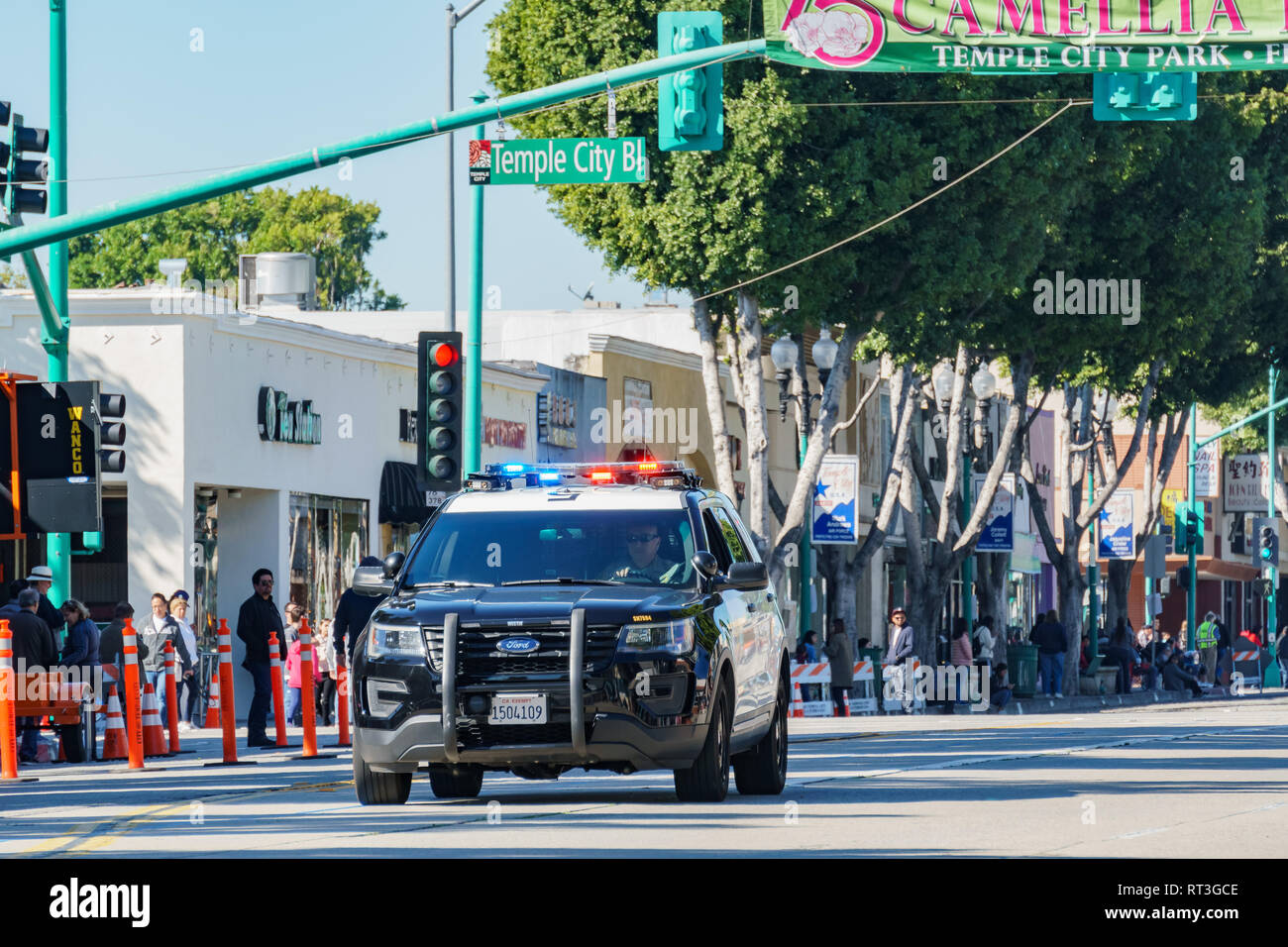 Los Angeles, FEB 23: Sheriff police car around Temple City in the ...