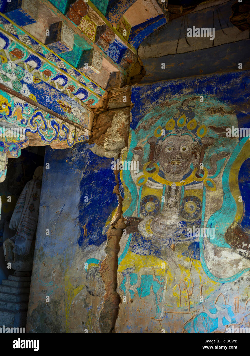 Interiors of monastery, Reeshum Monastery, Gyalshing, West Sikkim ...
