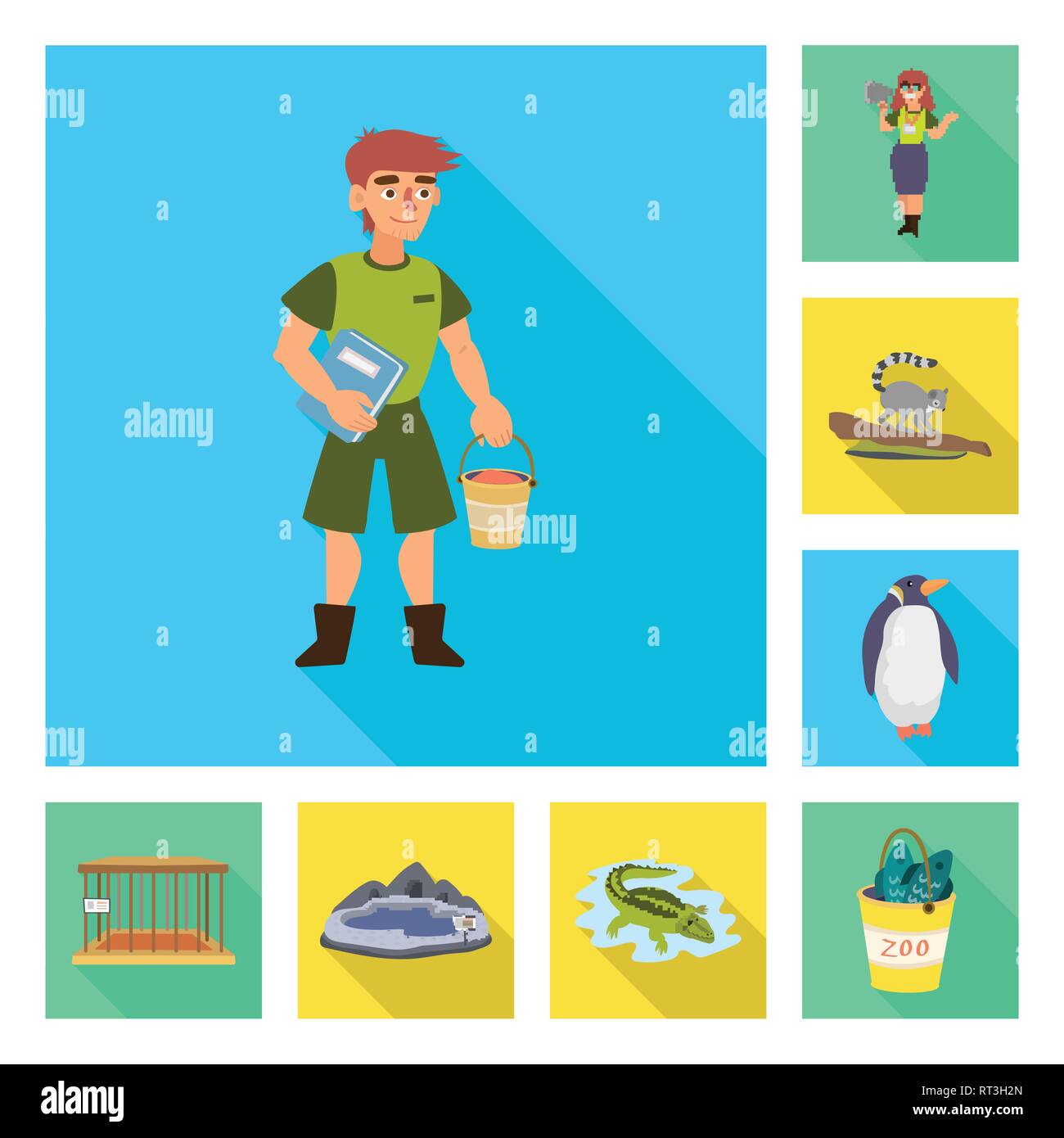 zookeeper,lemur,penguin,cell,lake,crocodile,bucket,man,woman,monkey ...