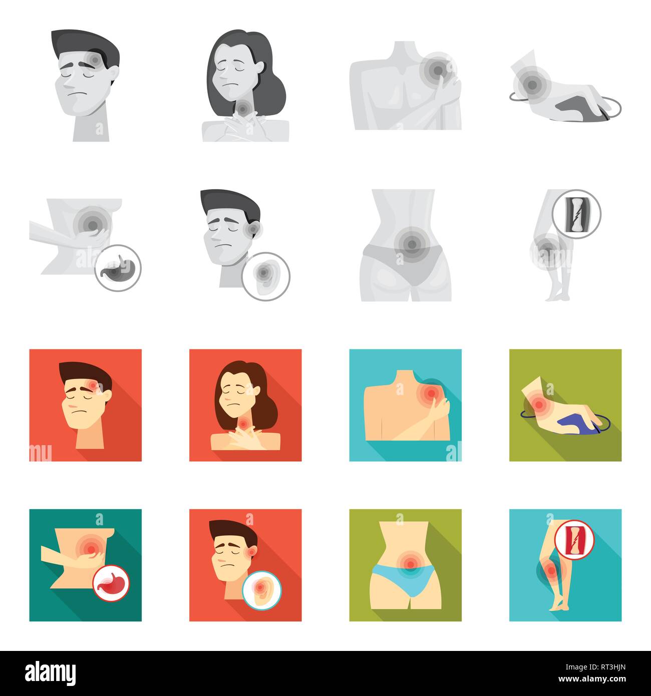 Vector illustration of hospital and rendering logo. Set of hospital and ...