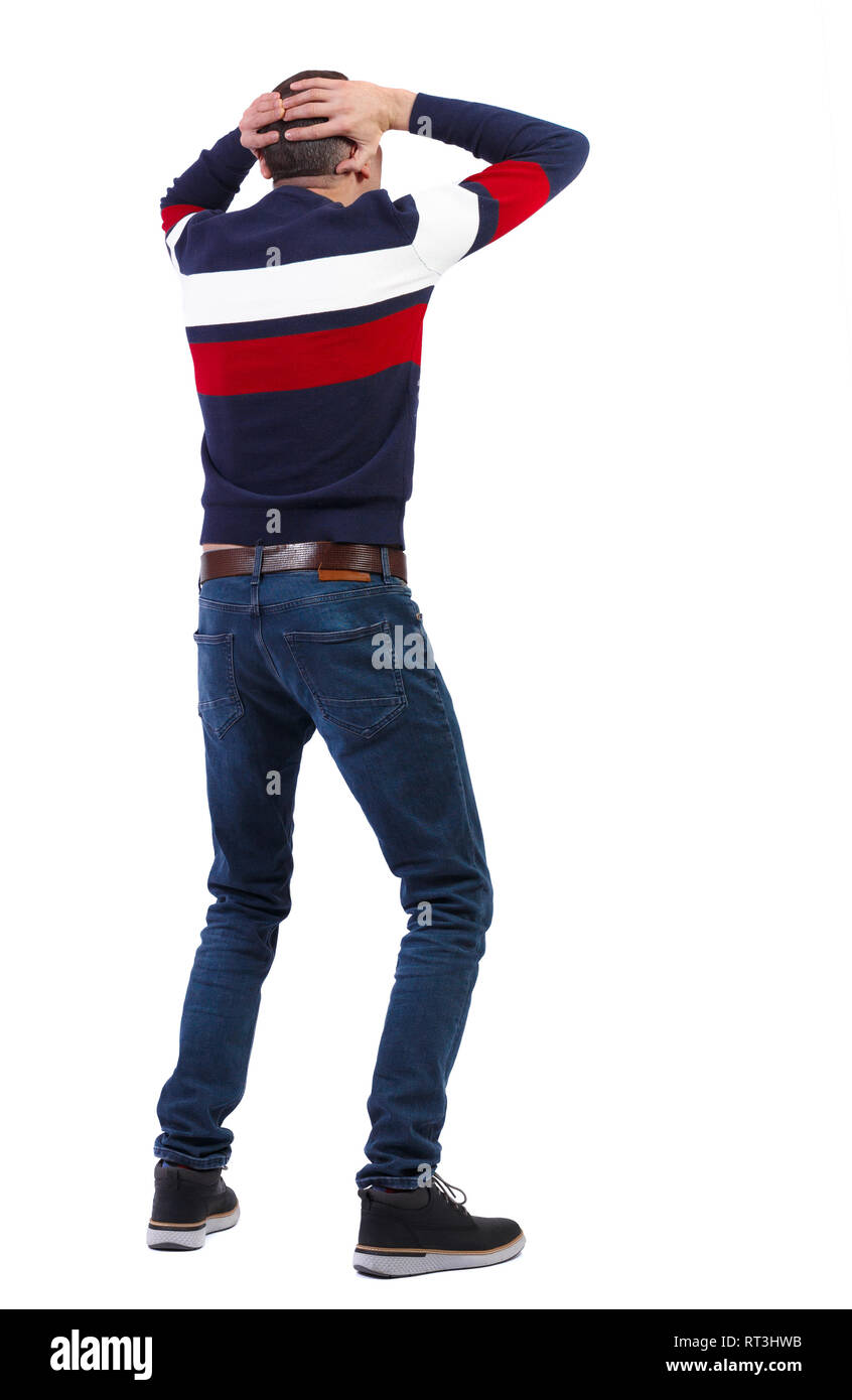 Back view of shocked man. Rear view people collection. backside view of ...
