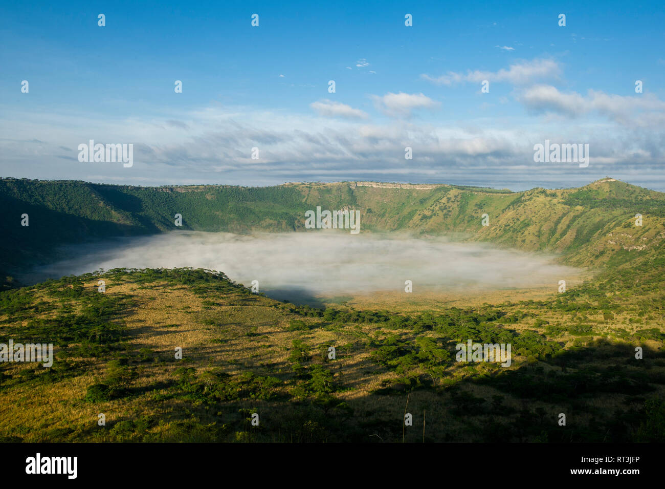 Explosion crater on the scenic crater drive, Queen Elizabeth NP, Uganda ...