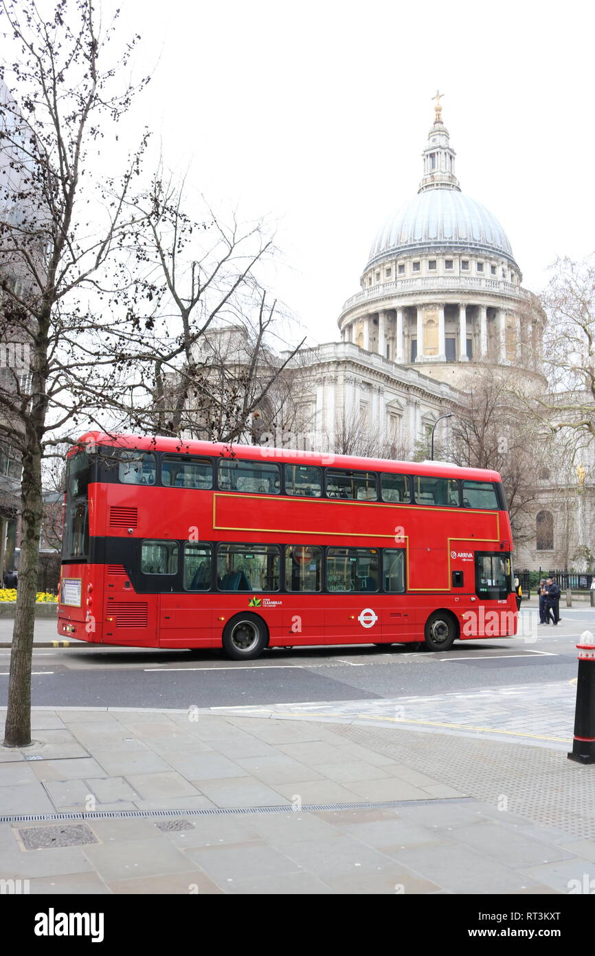 London Bus back of St Pauls London Stock Photo - Alamy