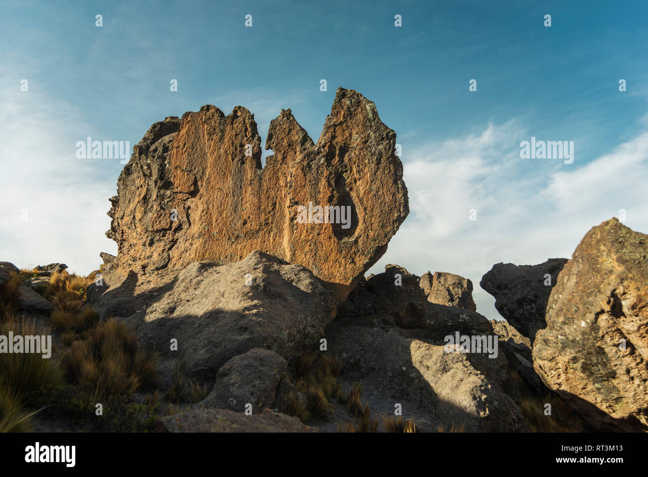 altitude desert rock formations by sunny evening in Peru Stock Photo ...