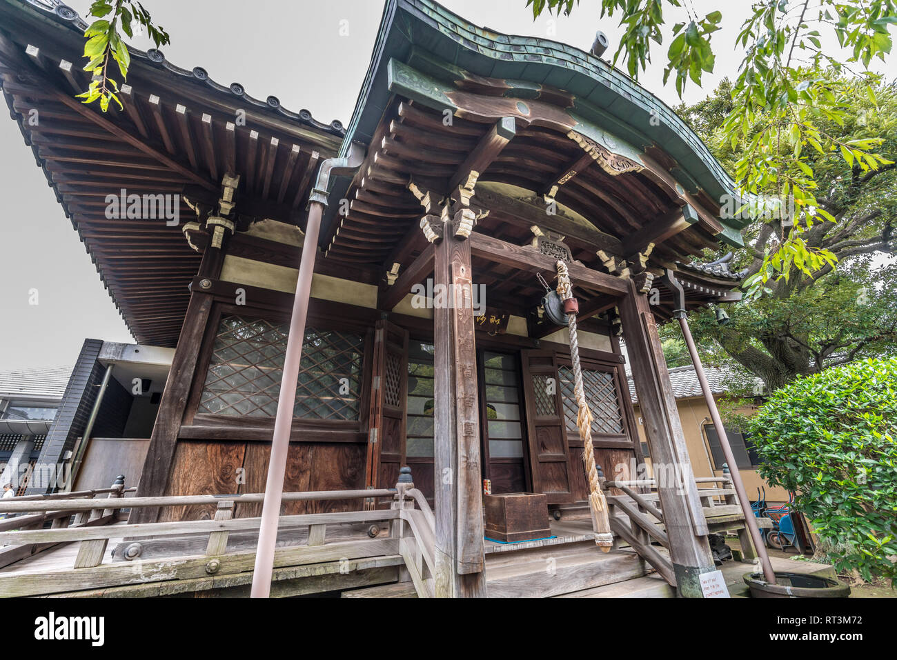 Yanaka, Tokyo, Japan - August 18, 2017 : Shrine housing wooden ...