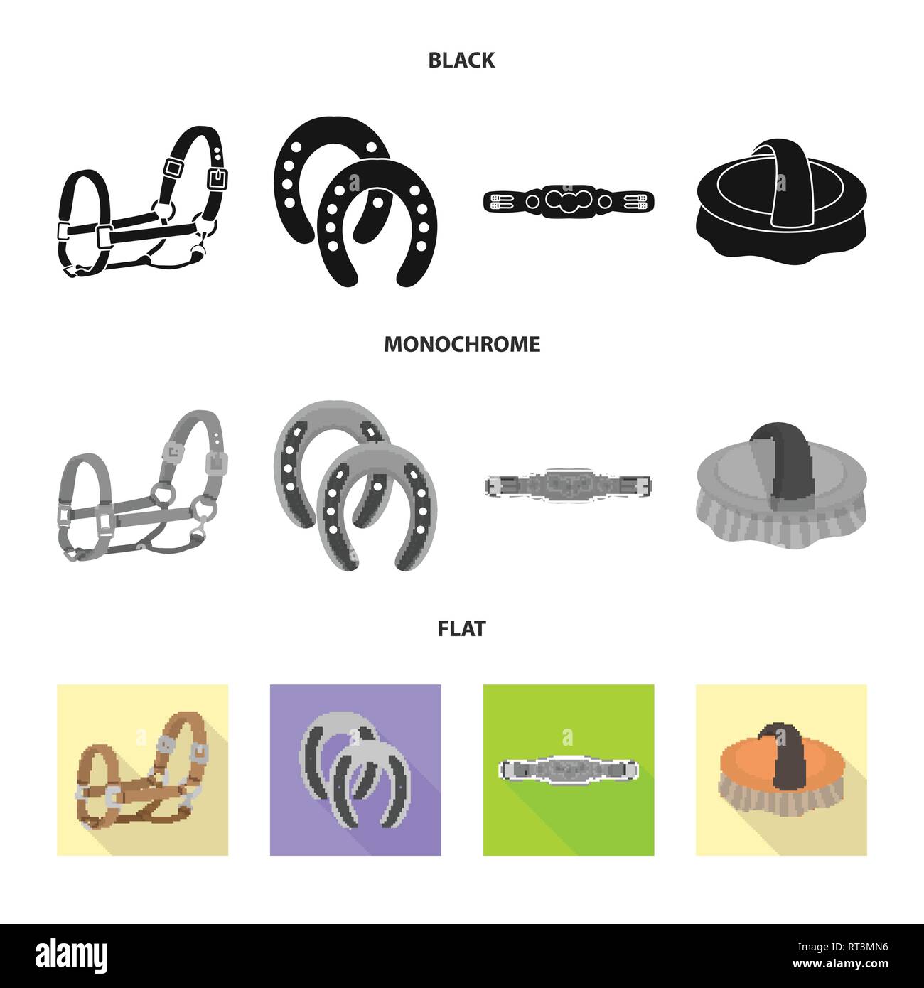 Vector illustration of equipment and riding sign. Collection of ...