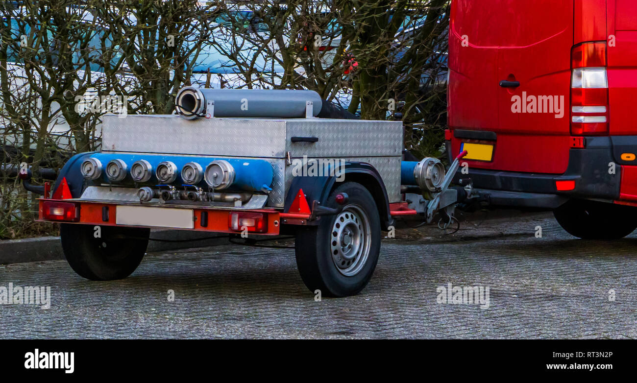 Basic fire department equipment, Trailer with fire hose and fittings ...