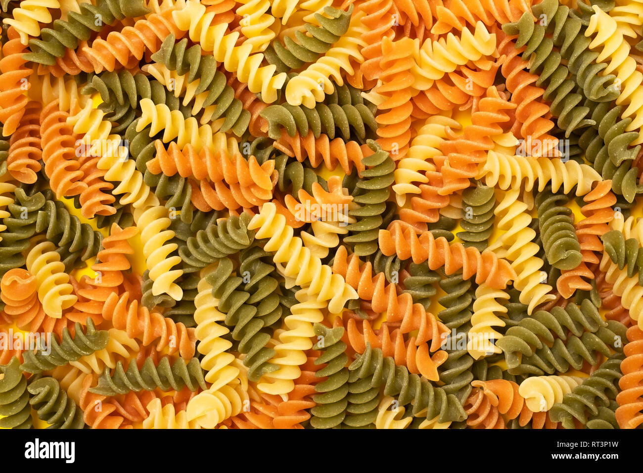 Fusilli pasta background. Top view. Variety of macaroni. Italian food ...